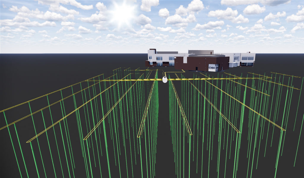 CNMCC Smith Brasher Geothermal Borehole Field Rendering | Bridgers & Paxton